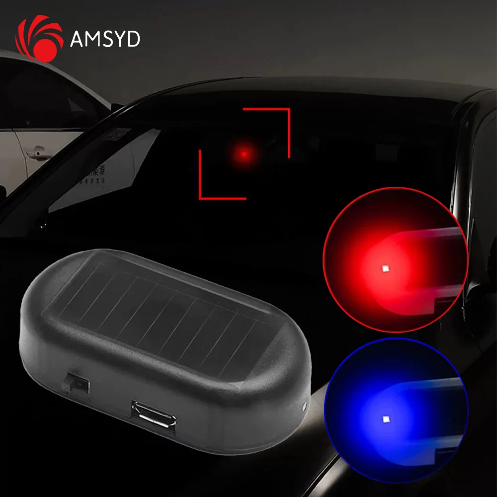 2PCS-Car-Fake-Security-Light-Solar-Powered-Simulated-Dummy-Alarm ...