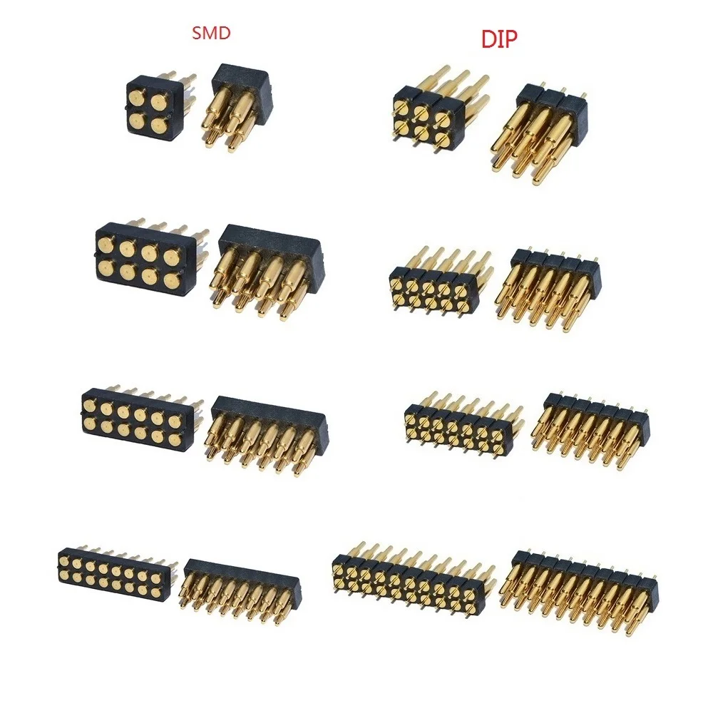 2 Pcs Spring Loaded Pogo Pin Connector 4 6 8 10 12 14 16 20 Positons ...