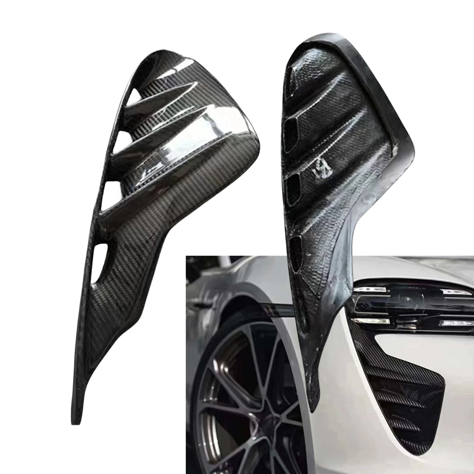 Front-Bumper-Side-Air-Vent-Intake-Frame-Cover-Trim-Real-Carbon-Fiber ...