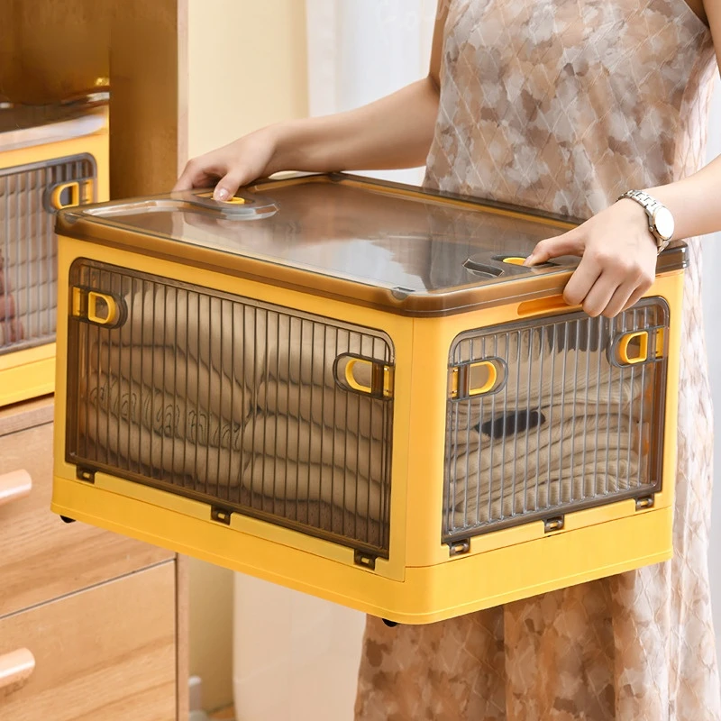 Large-Capacity-Transparent-Folding-Plastic-Storage-Box-with-Lids-and ...