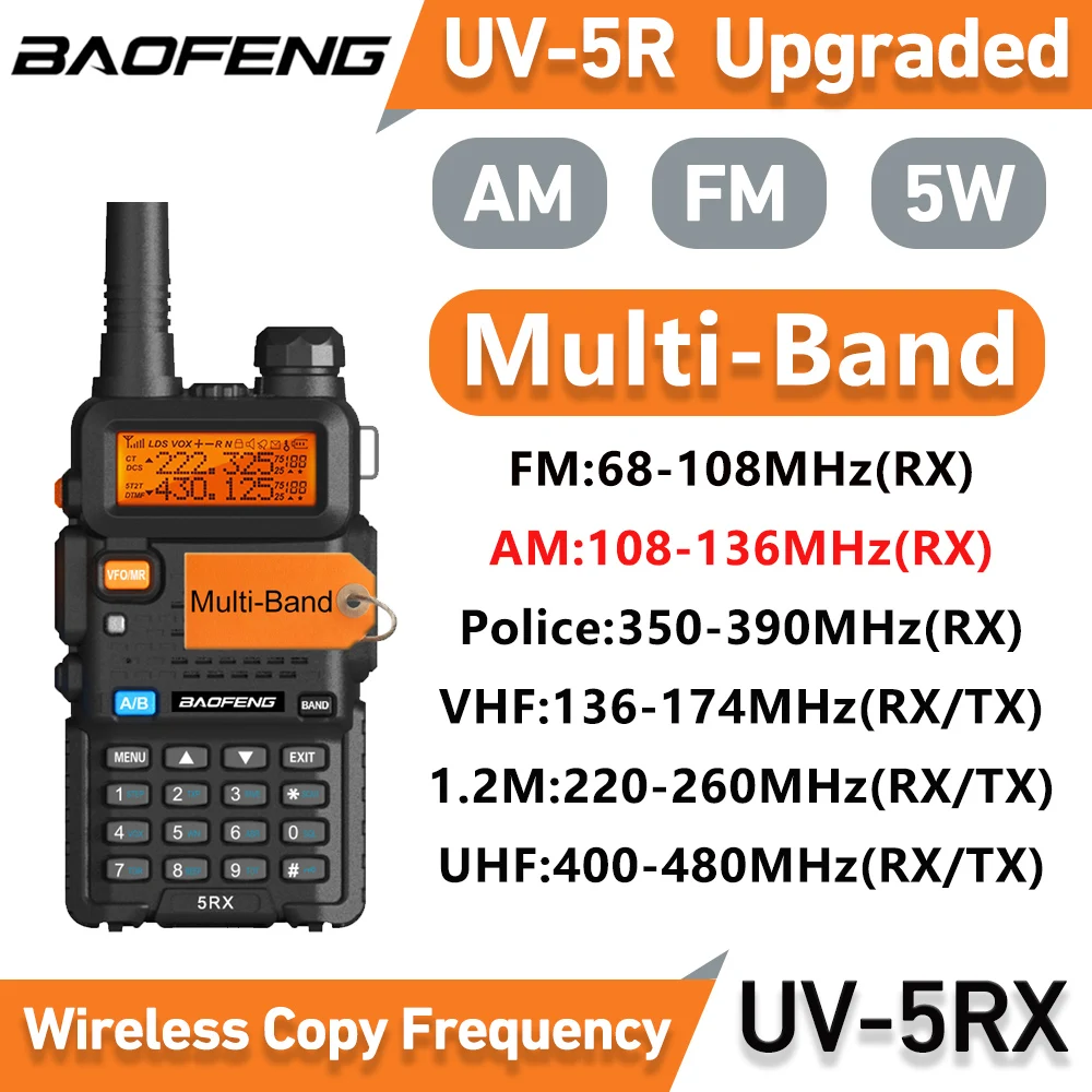 Baofeng-5RX-5W-Multi-Bands-136-174-220-260-400-520MHz-Tri-band-One-Key ...