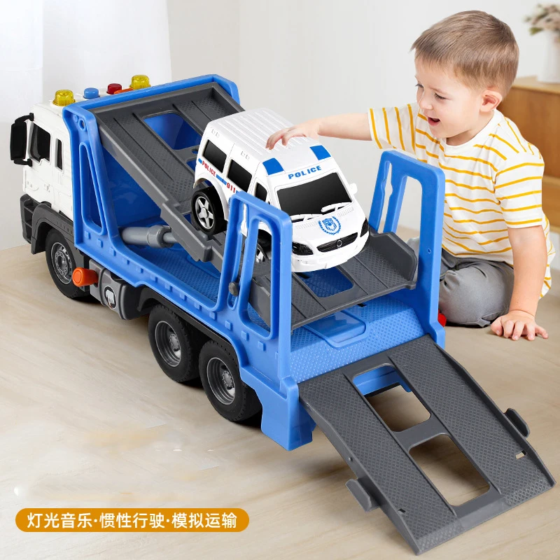 Crane Trailer Tow Truck Toys 26CM Sound and Light Excavator Cement ...