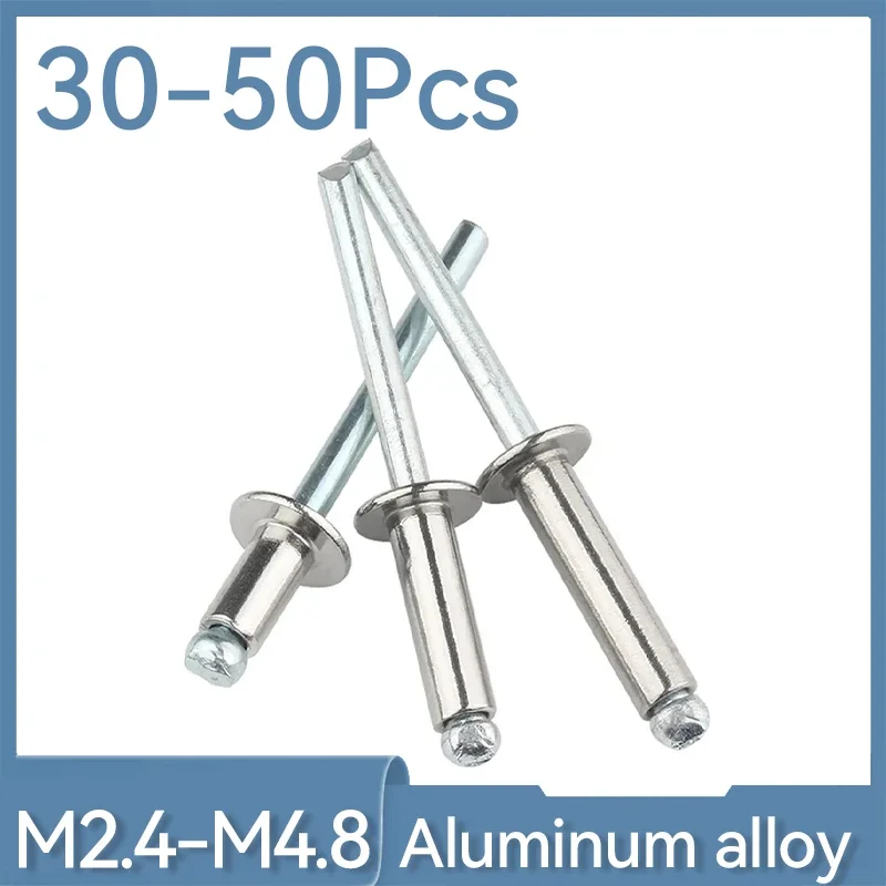 30-50pcs M2.4 M3.2 M4 M4.8 Pop Rivets Aluminium Dome Head Blind Rivets ...