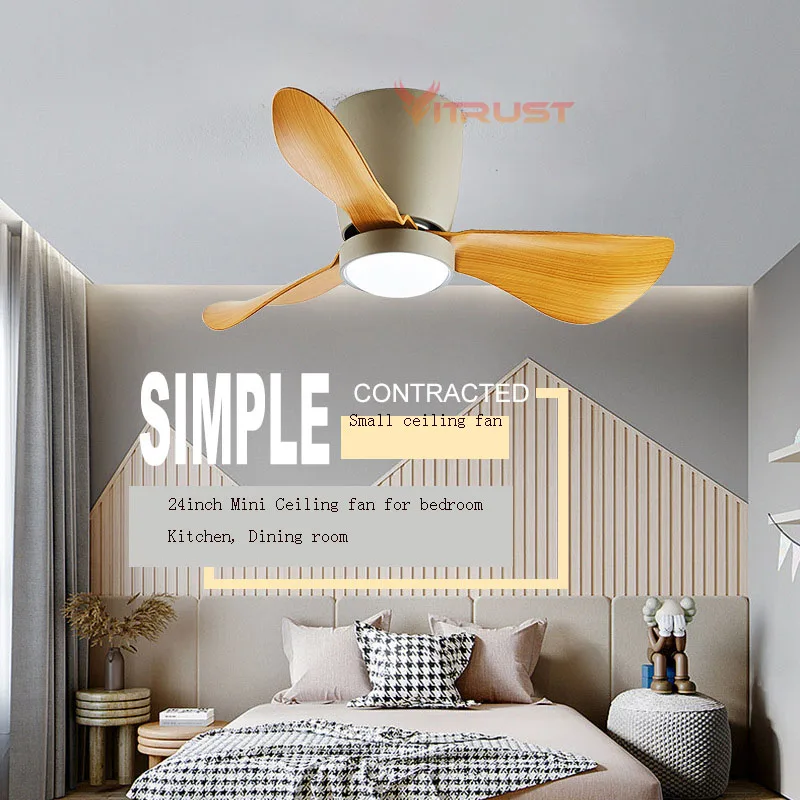 Tuya Mini Ceiling fan with Lights Remote Control Reversible DC Ceiling ...