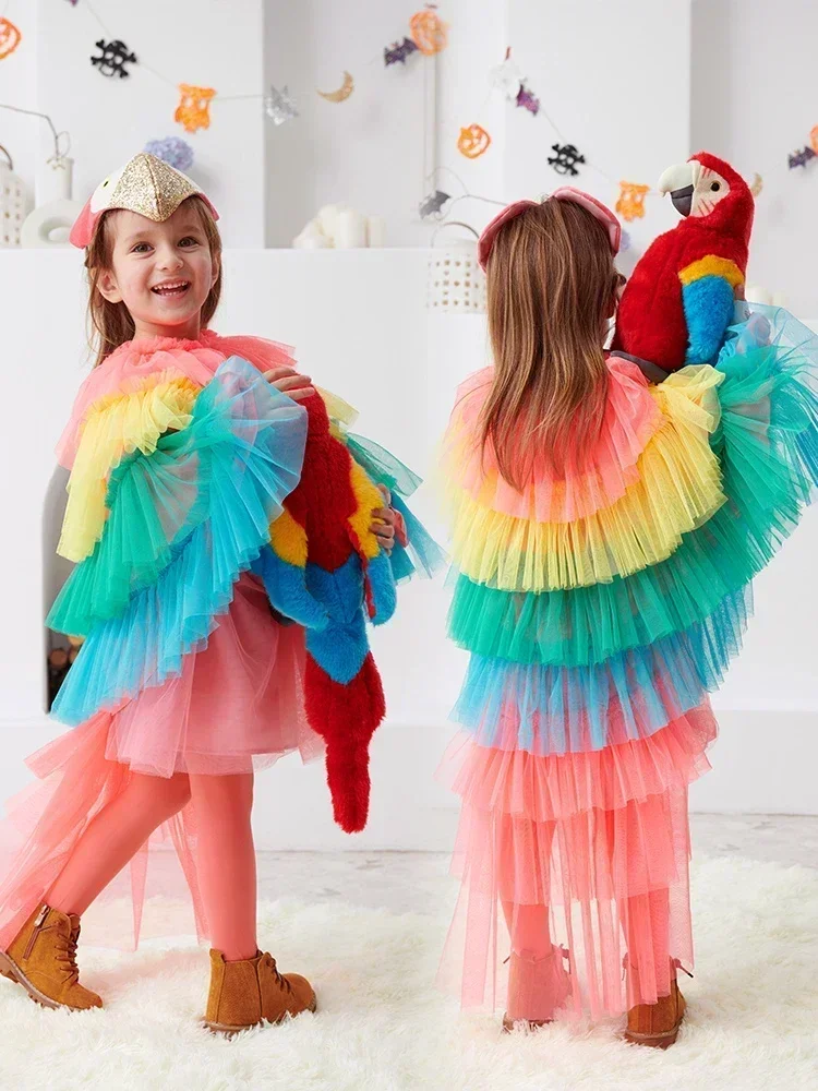 New Cute Girls Parrot Cloak Fancy Animal Cosplay Costumes Children ...