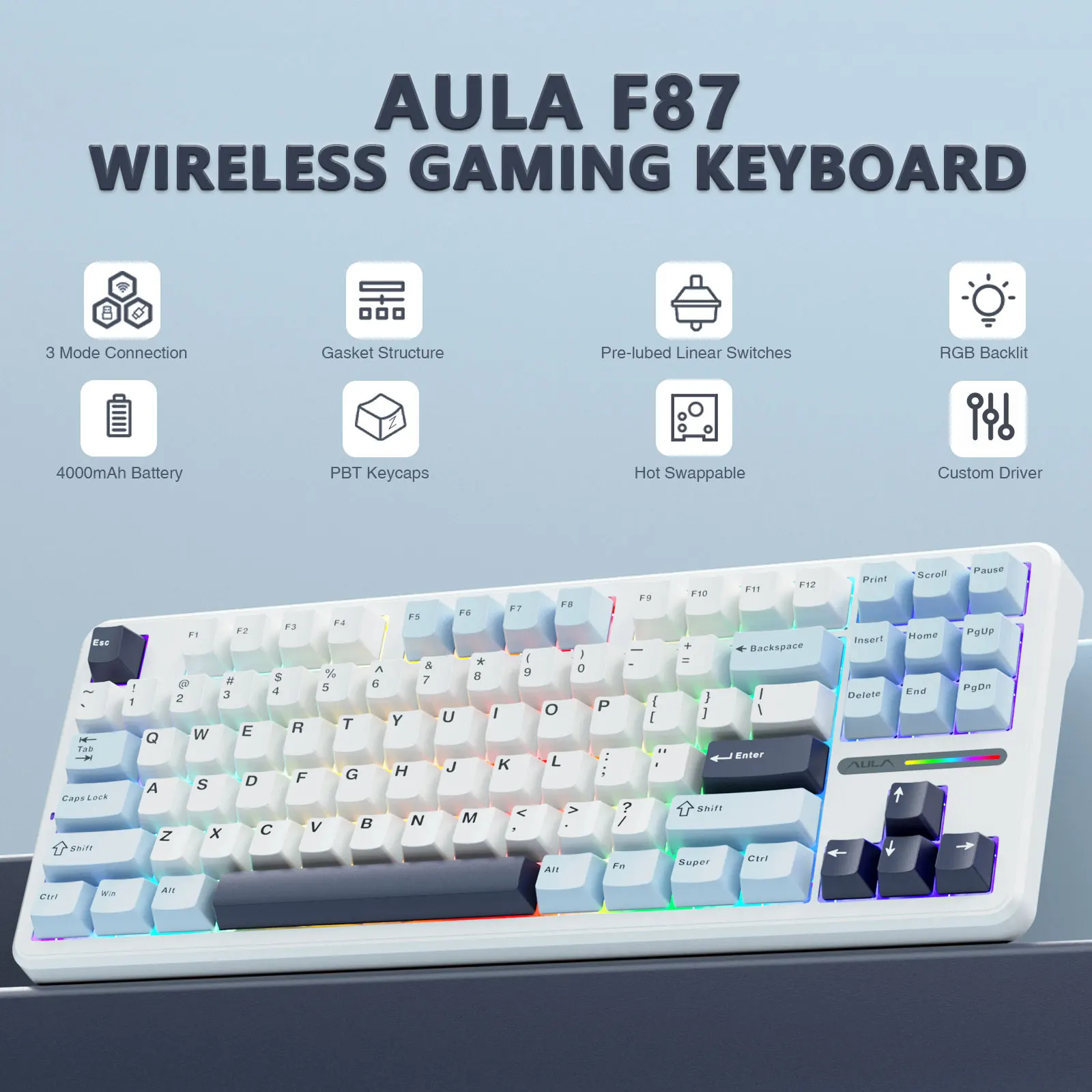 AULA-F87-Pro-Gasket-Gaming-Mechanical-Keyboard-75-TKL-Layout-Wireless ...