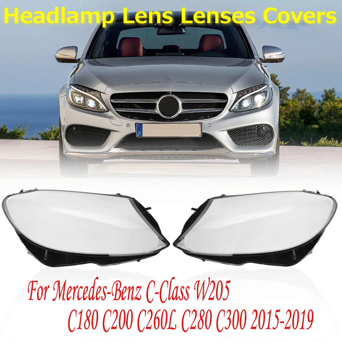 L / R Car Headlamp Cover Transparent Lampshade Headlight Lens Shell For ...