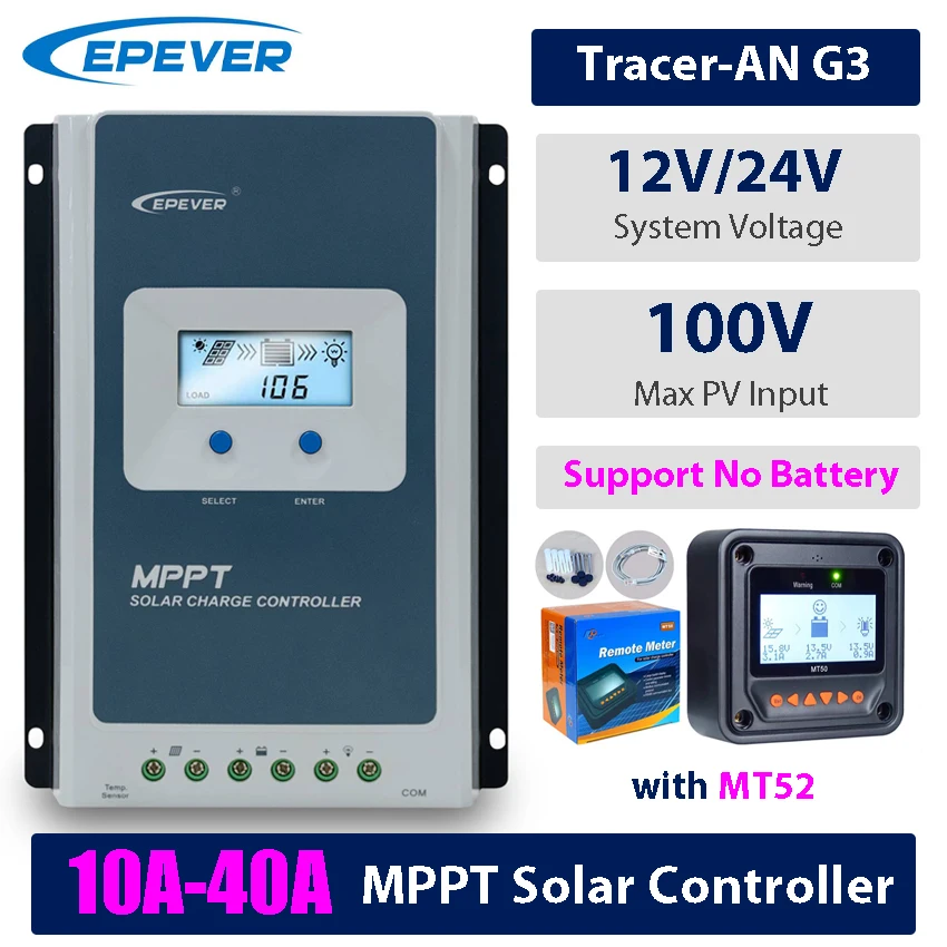 EPEVER 10/20/30/40A MPPT Solar Charge Controller 12/24V Voltage Auto ...