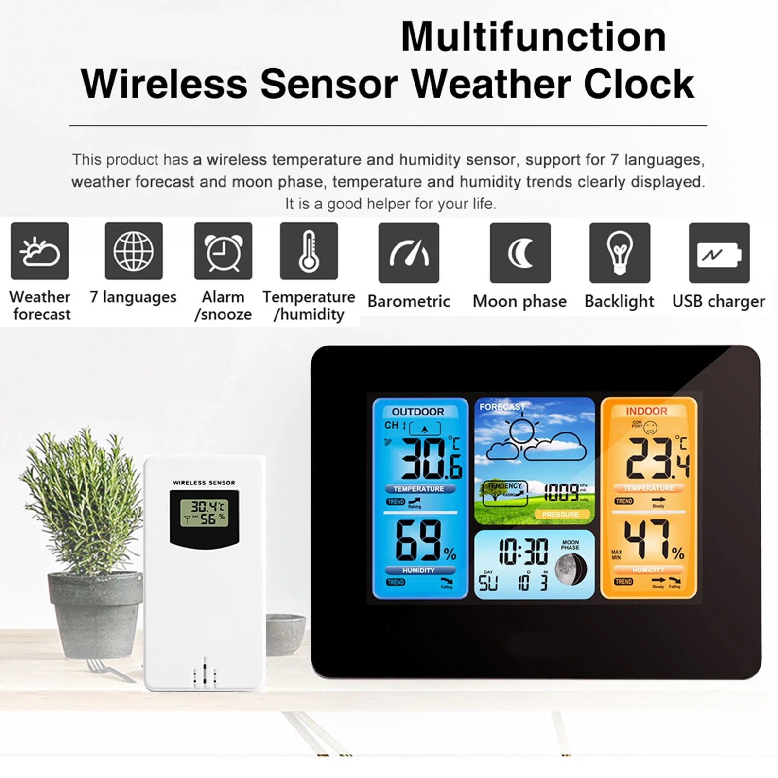 LCD Digital Weather Station Wireless Sensor Home Hygrothermograph ...