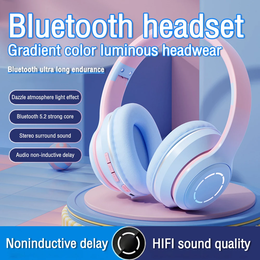 2023-Gradient-Color-Bluetooth-Headphone-Wireless-Music-Headset-LED ...