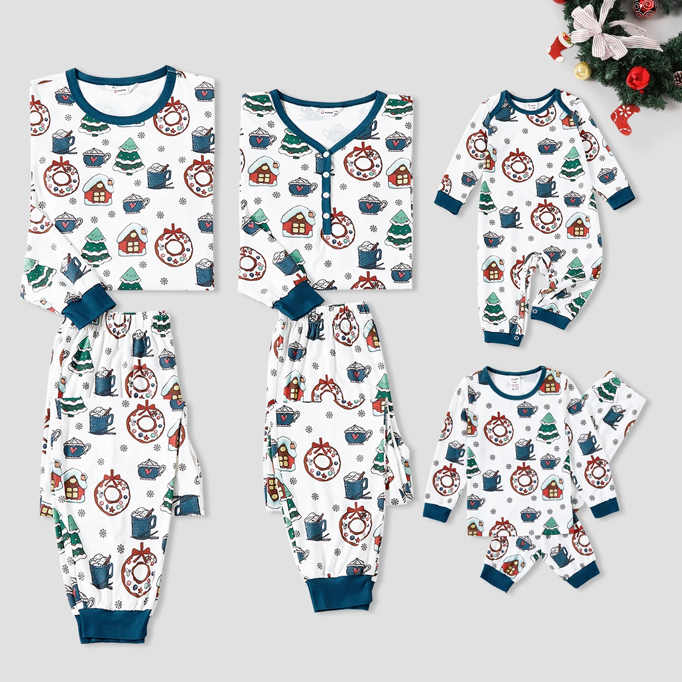 PatPat-Christmas-Cute-Cartoon-Print-Long-sleeve-Family-Matching-Pajamas ...