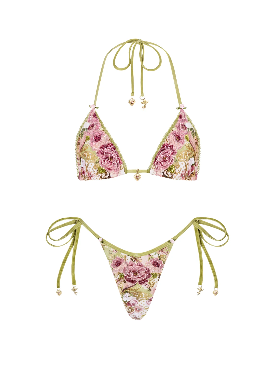 2025 New Lace-up Print Beach Dresses For Women 3 Piece Swimwear Bikini ...