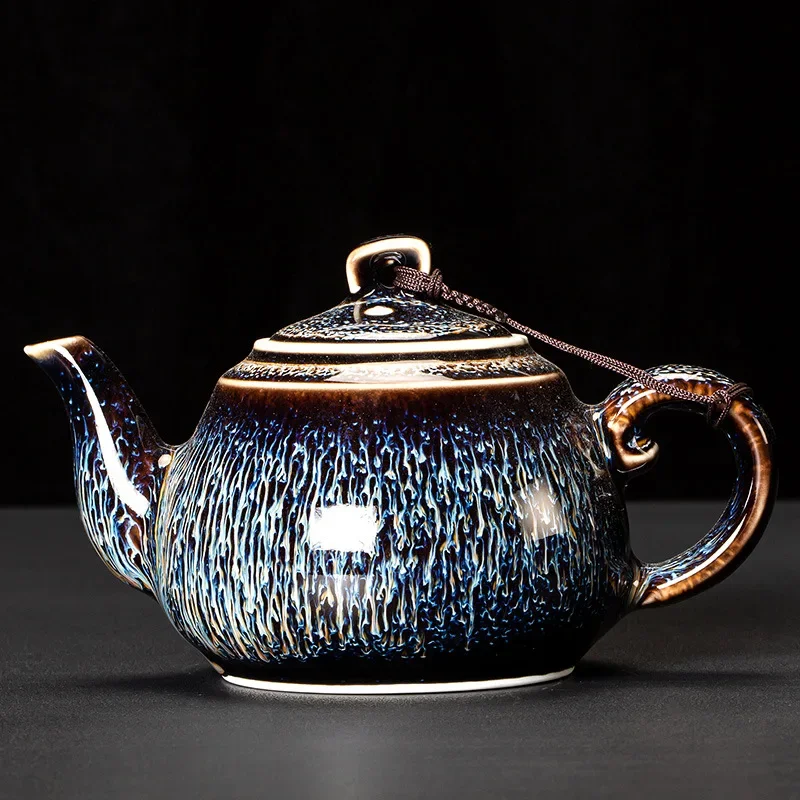 Jingdezhen-Ceramic-Household-Teapot-Tianmu-Kiln-Glazed-Tea-Making-Ware ...