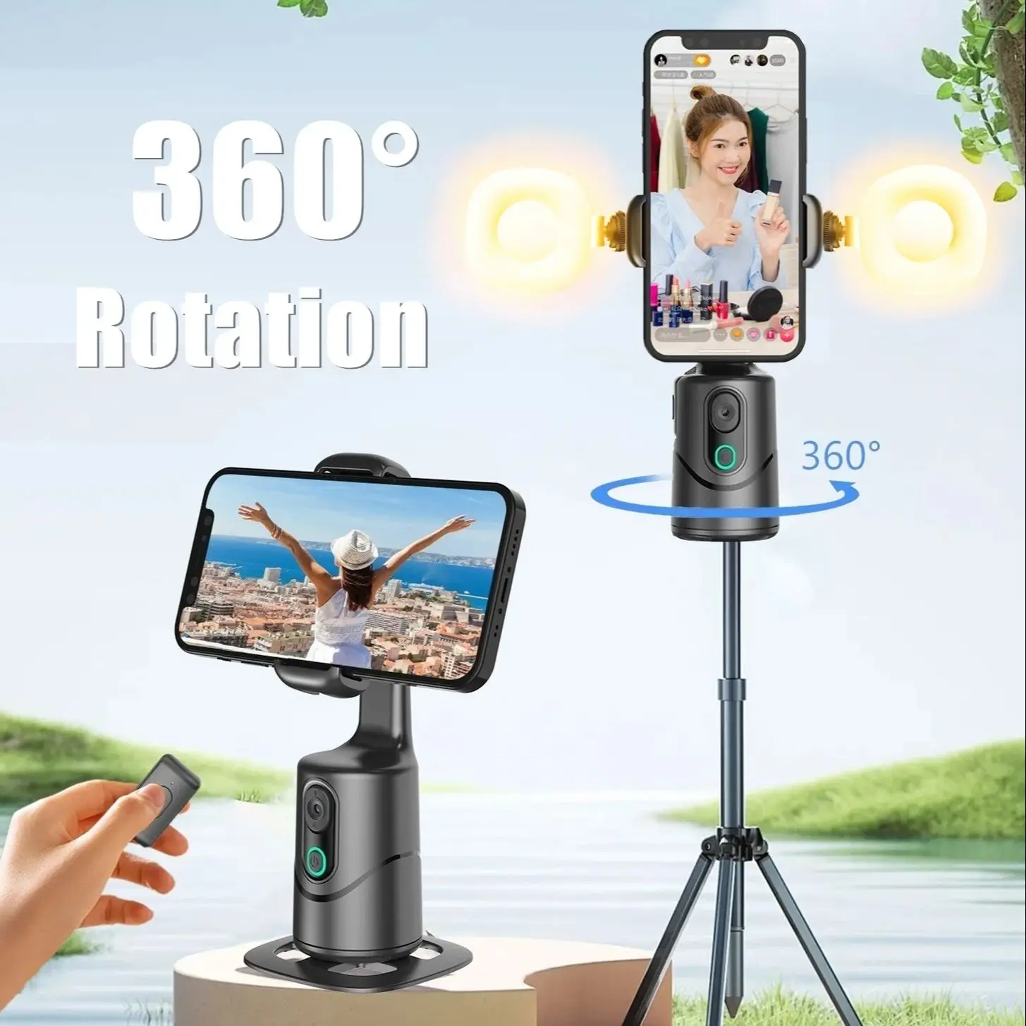 Smart-Face-Tracking-Selfie-Stick-Tripod-for-Camera-Smartphone-360-Rotation-Follow-Gimbal ...