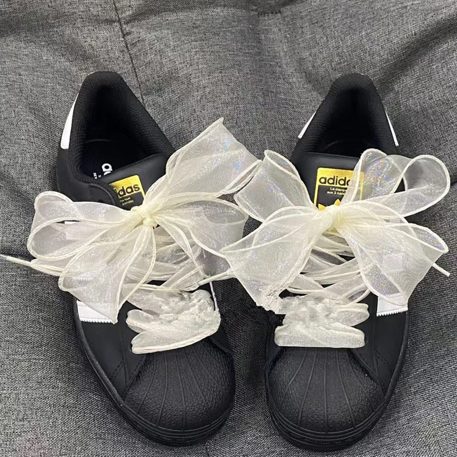 4cm Wide Fishtail Yarn Shoelaces Chiffon Bowknot Sneaker Sport DE ...