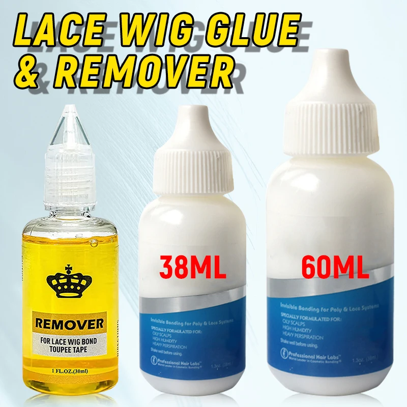 38ml60ml 정면 가발 접착제 방수 레이스 접착제 강한 홀드 레이스 가발 본딩 보이지 않는 접착제 리무버 개인 레이블 폐쇄