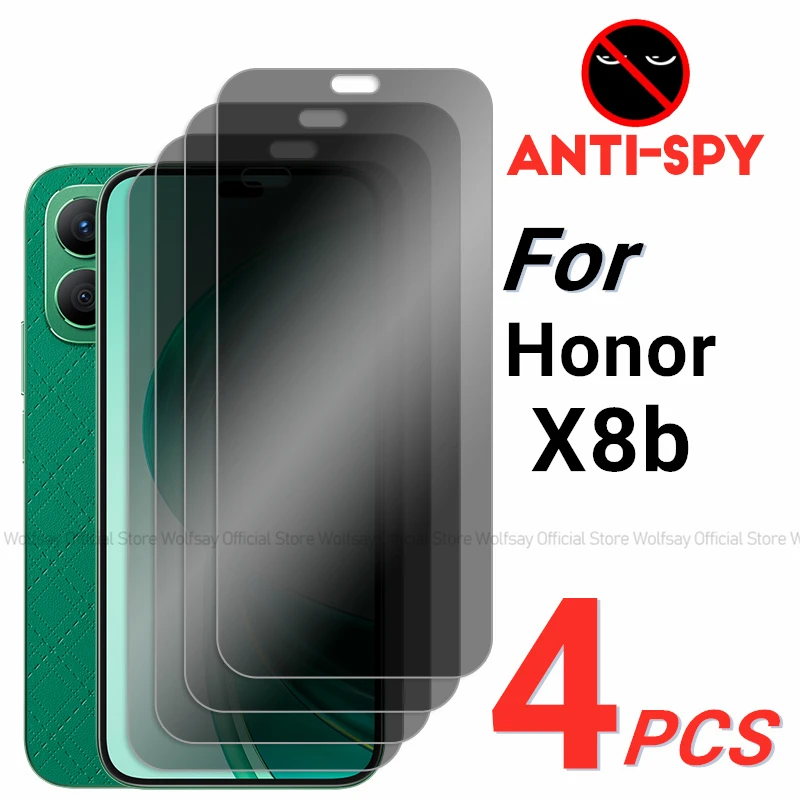 2-4PCS-Privacy-Screen-Protector-For-Honor-X8b-Anti-Spy-Tempered-Glass ...