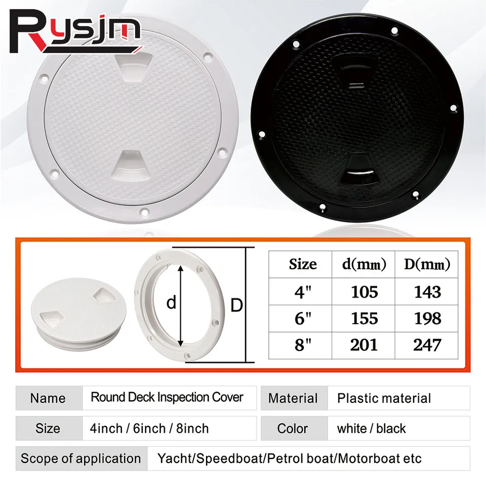 Boat Hatch STA 4 6 8 Hatch Deck Plate Black White Round Non Slip ...