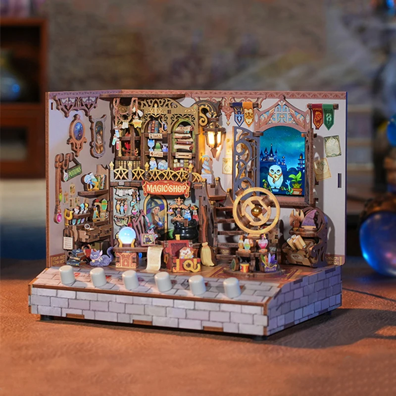 DIY-Wooden-Doll-Houses-Magic-Shop-Casa-Miniature-Building-Kits-with ...