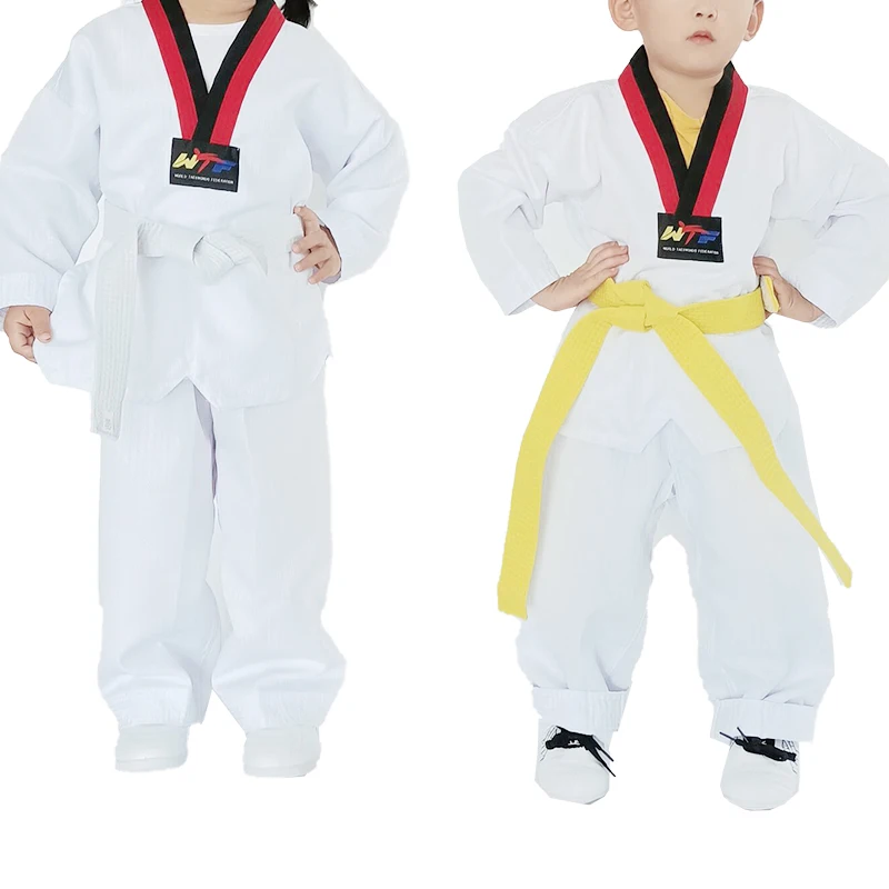 White-Taekwondo-Uniforms-WTF-Karate-Judo-Taekwondo-Dobok-Clothes ...