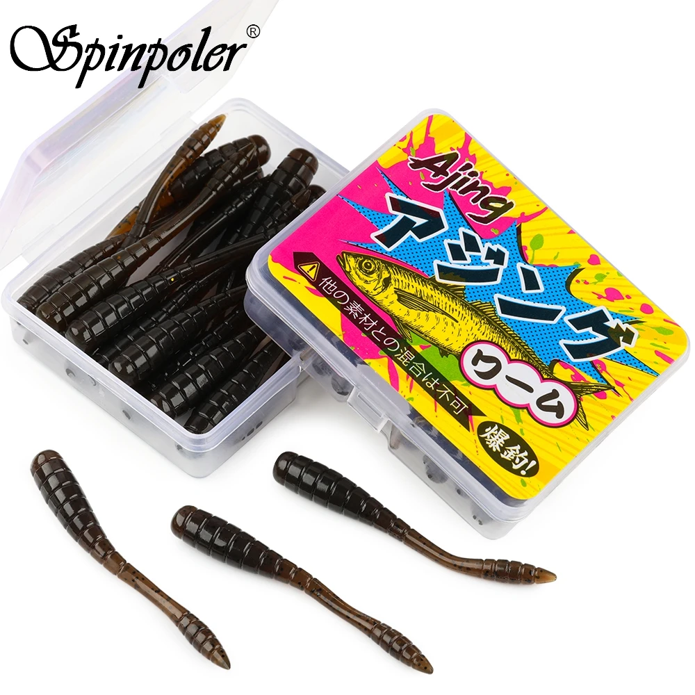 Spinpoler Ajing Soft Fishing Lure Worm 4.8cm TPR Glow Plastic Bait For ...