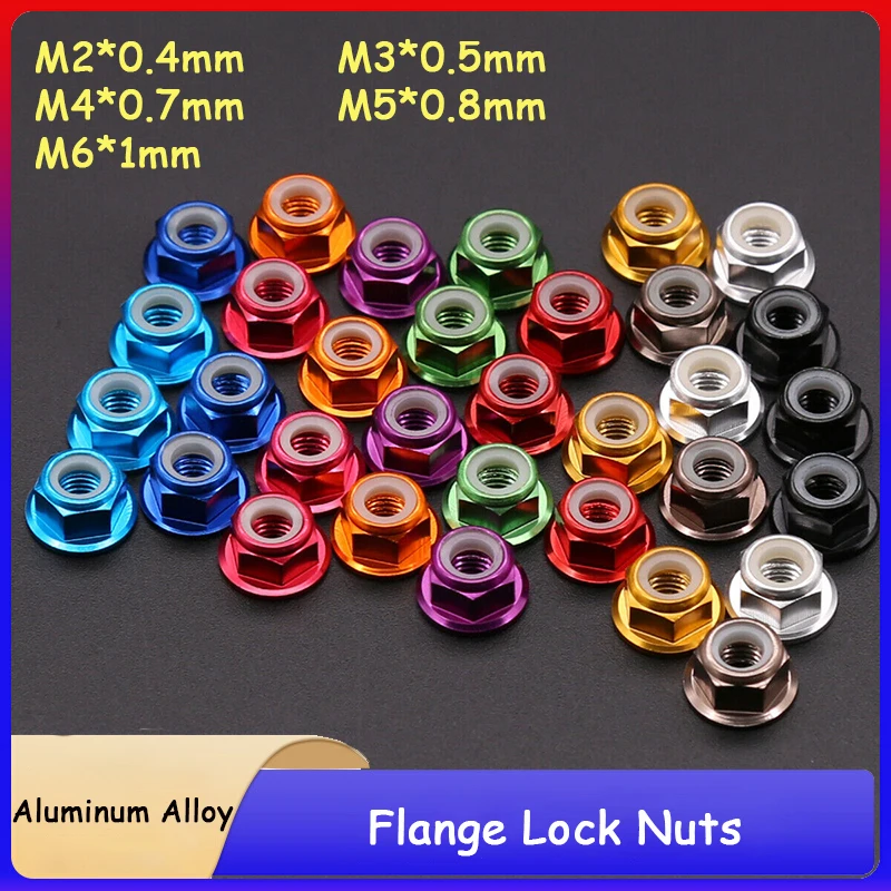 M2-M3-M4-M5-M6-Multicolor-Aluminum-Alloy-Flange-Lock-Nuts-Thread-Pitch ...