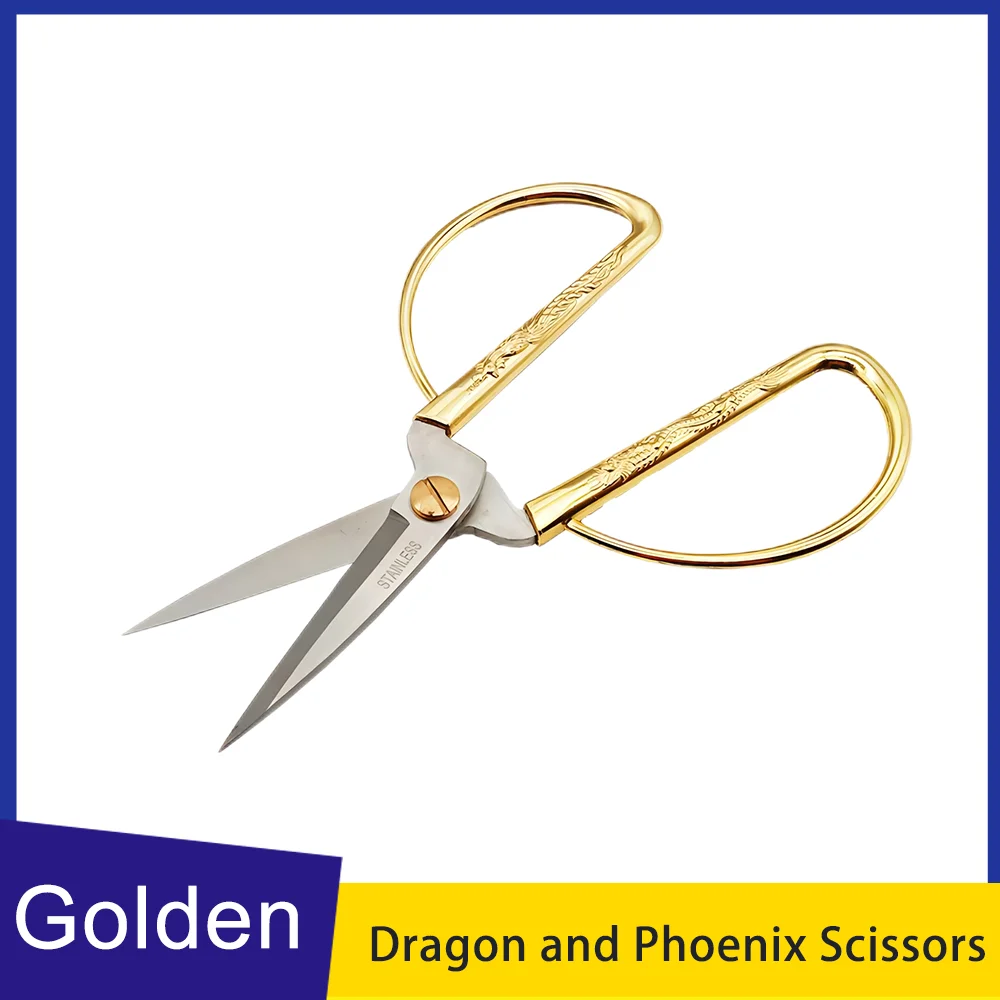 Stainless-Steel-Dragon-and-Phoenix-Scissors-Household-Alloy-Gold ...