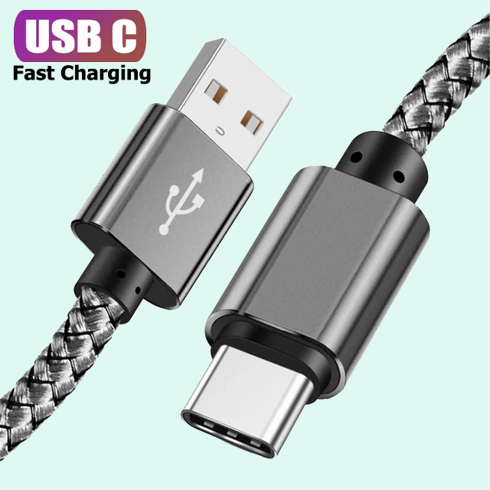 USB-A-to-Type-C-Charging-Cable-2A-Fast-Charger-Nylon-Data-Cable-1M-2M ...
