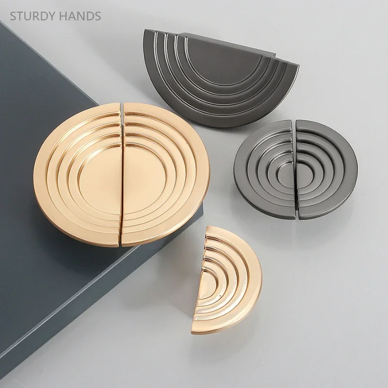 1PCS-Zinc-Alloy-Semi-circular-Door-Handle-Manual-Electroplated-Copper ...