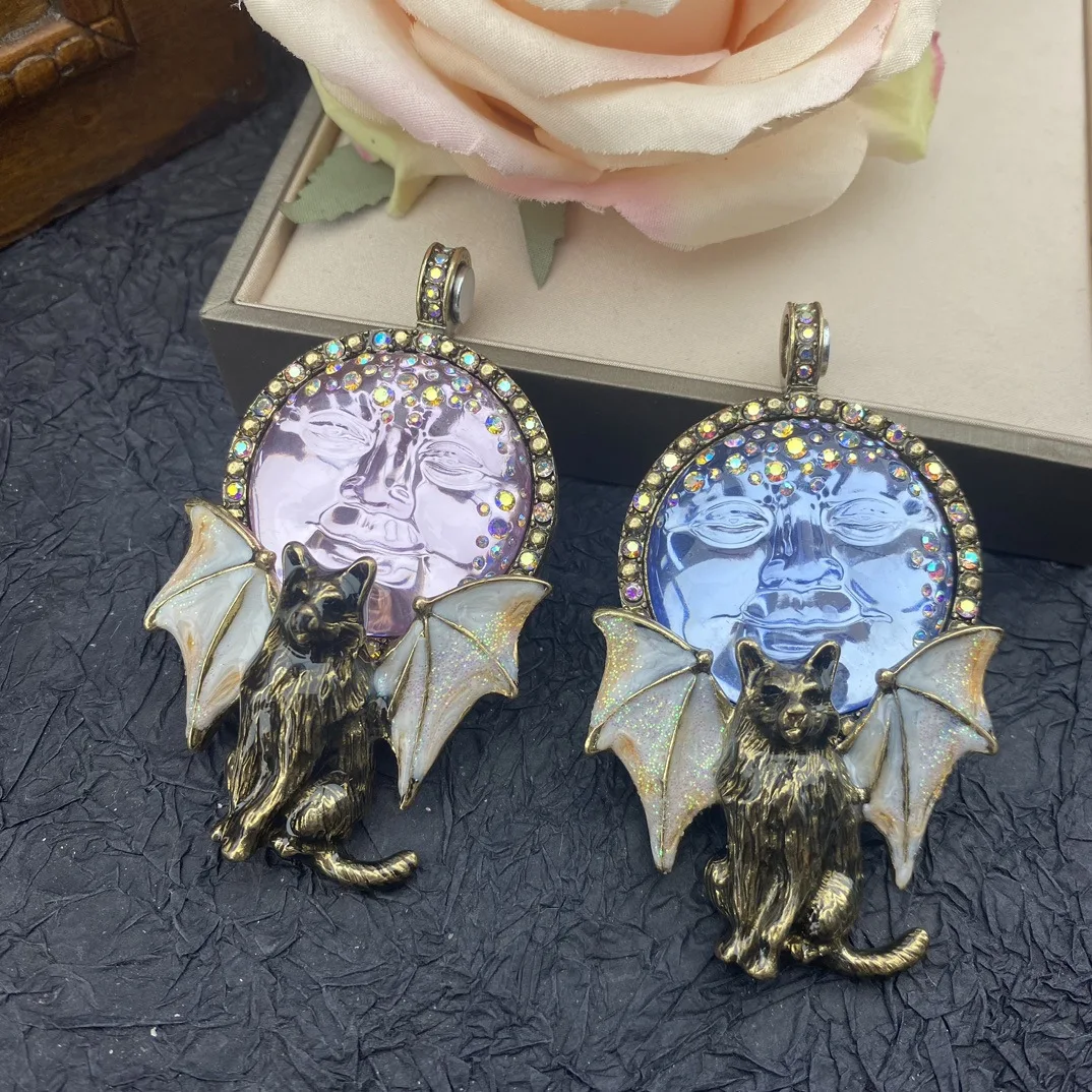 Fine-Jewelry-Vintage-Handmade-Enamel-Magnet-Mohn-Face-Pendant-Necklace ...