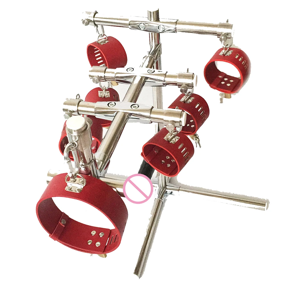 Stainless-Steel-Rack-Spreader-Bar-Slave-Hand-Ankle-Collar-Cuffs ...