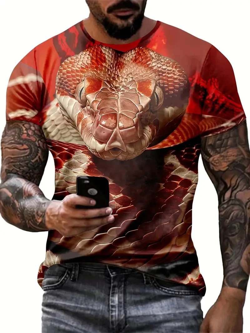 Snake-3D-Printed-T-Shirt-For-Men-Funny-Animal-Pattern-Oversized-T-shirt ...