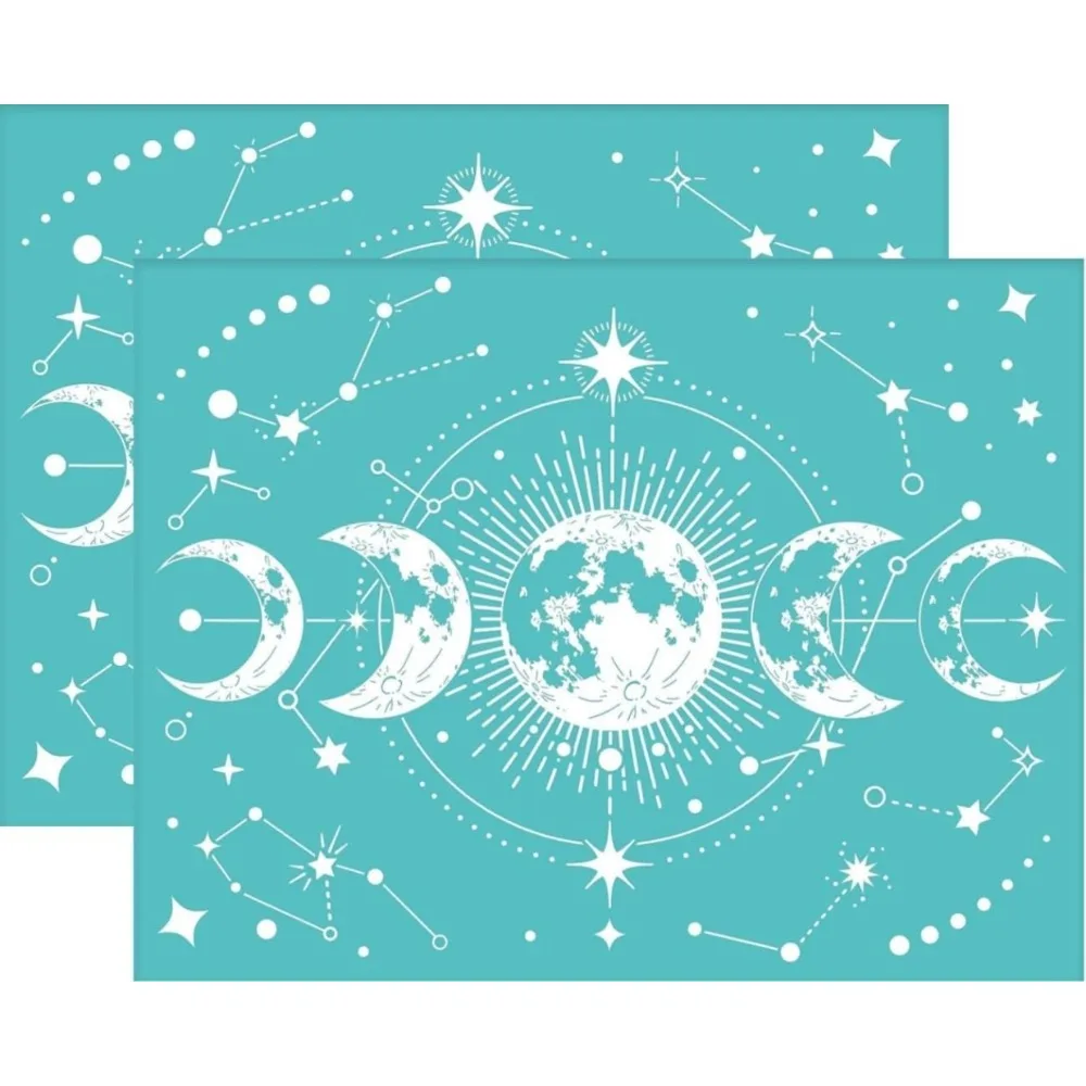 2pcs 11x8.6 Inch Self-Adhesive Silk Screen Printing Stencil Moon Phase ...