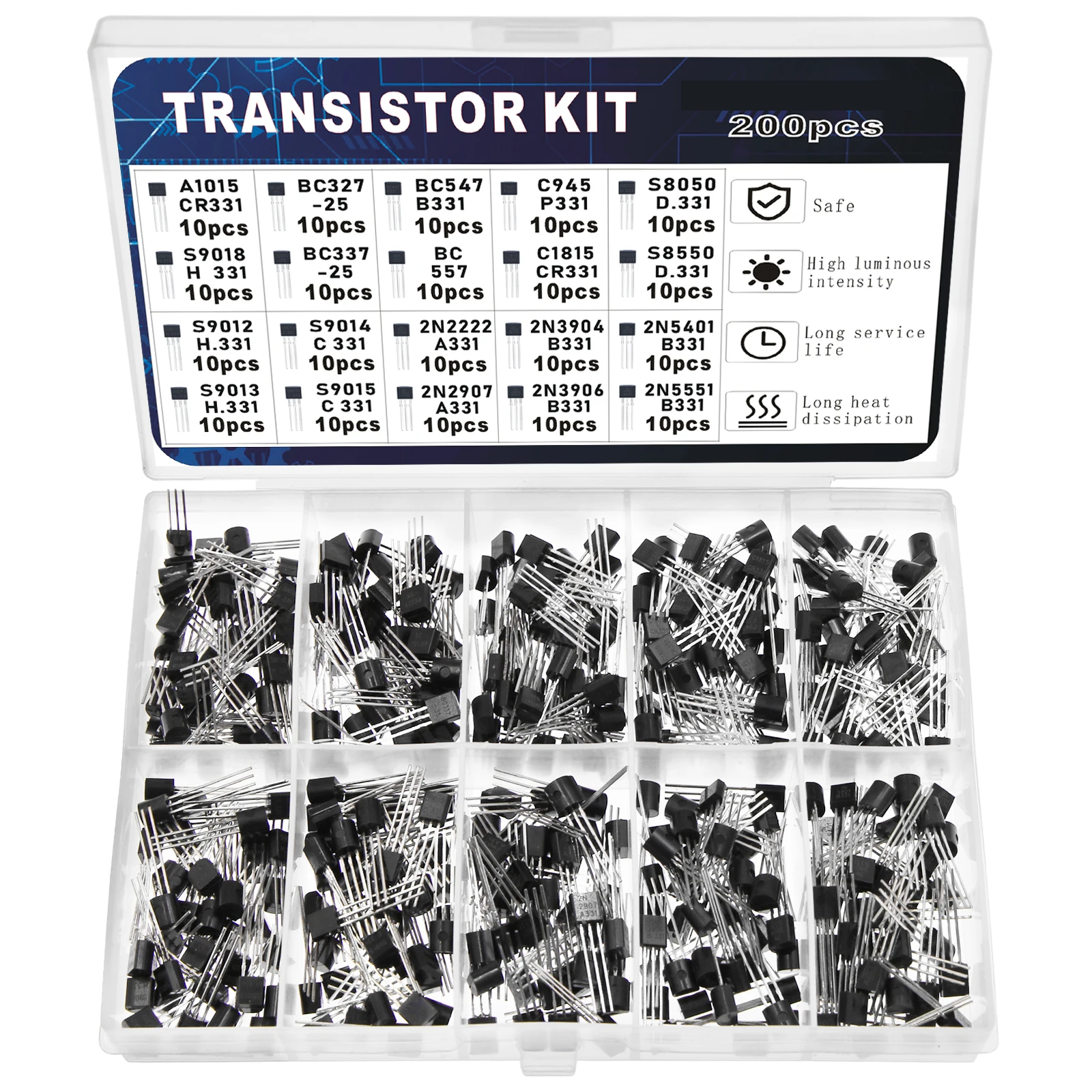 200pcs-BJT-Transistor-Kit-10-Values-A1015-BC327-BC337-C1815-S8050-S8850-2N2222-2N2907-PNP-NPN.jpg