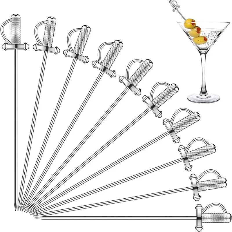 Sword-Shape-Fruit-Sticks-Cocktail-Pick-Stainless-Steel-Bar-Tools-Drink-Stirring-Sticks-Martini ...