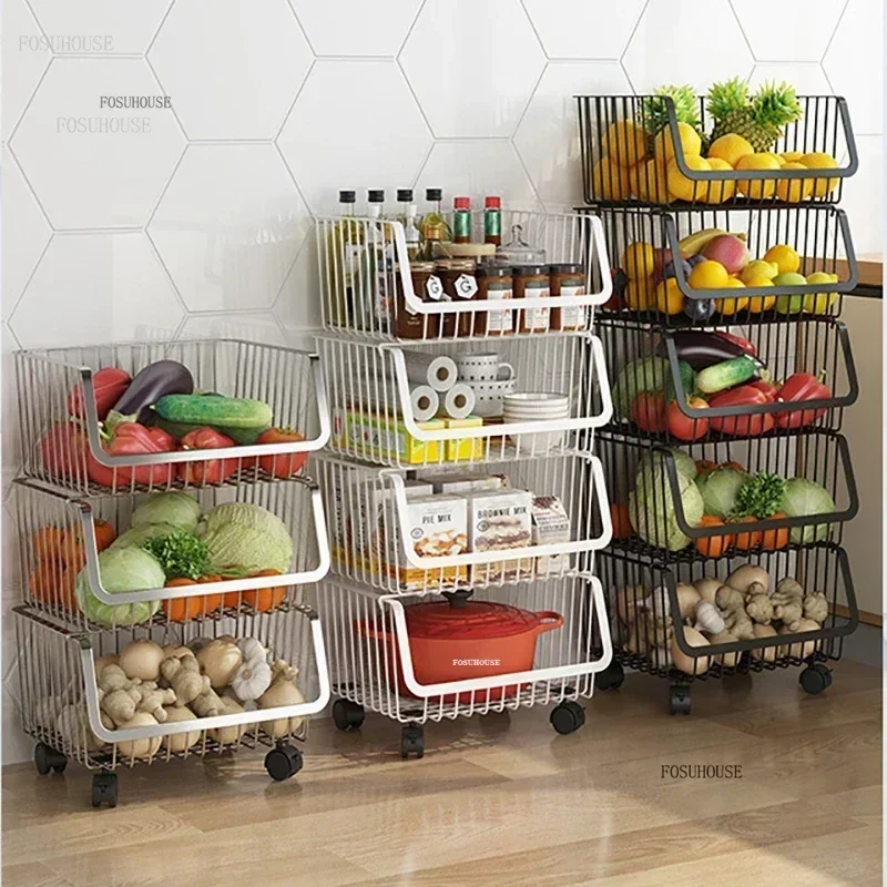 Simple Kitchen Storage Racks Multi-layer Movable Fruit and Vegetable ...