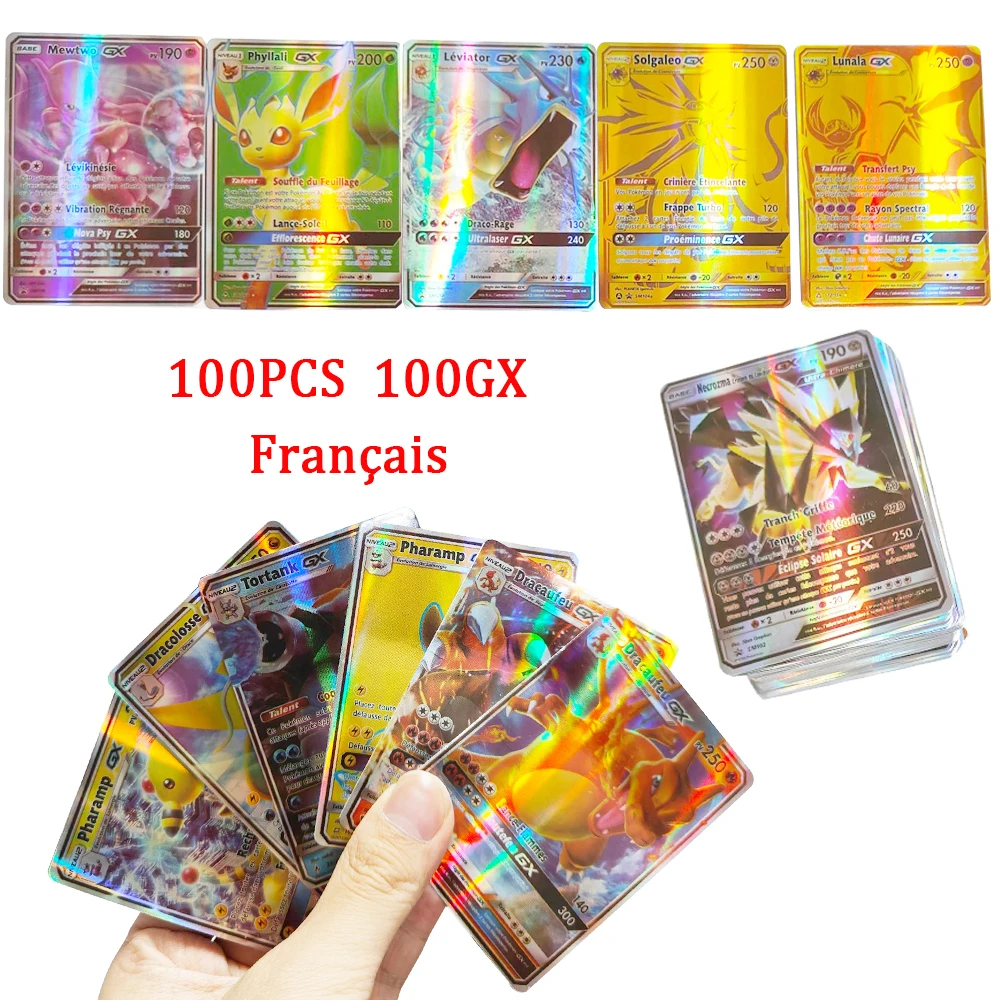 New 100pcs Full Flash Card Vstar EX Vmax French Shiny Card TAG TEAM ...