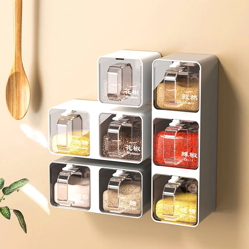 Drawer Kitchen Wall-mounted Seasoning Jar Combination Set With Salt And ...