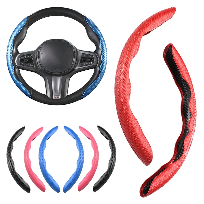 2PCS-Carbon-Fiber-Look-Universal-Car-Steering-Wheel-Booster-Cover-Non ...