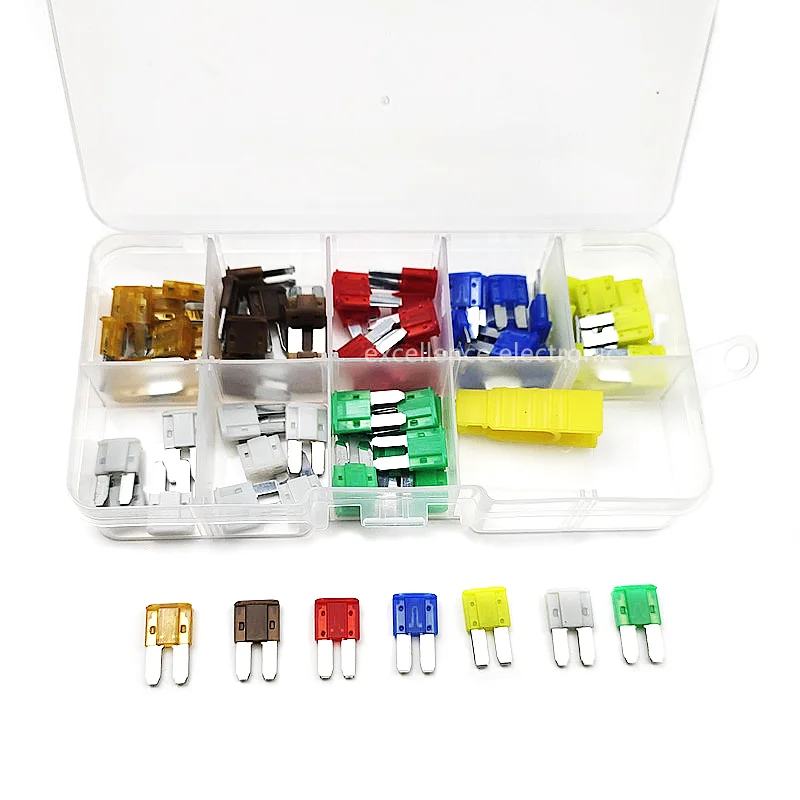 Mini M2 Auto Long Foot Fuse Combo Kit 5A 7.5A 10A 15A 20A 25A 30A ...