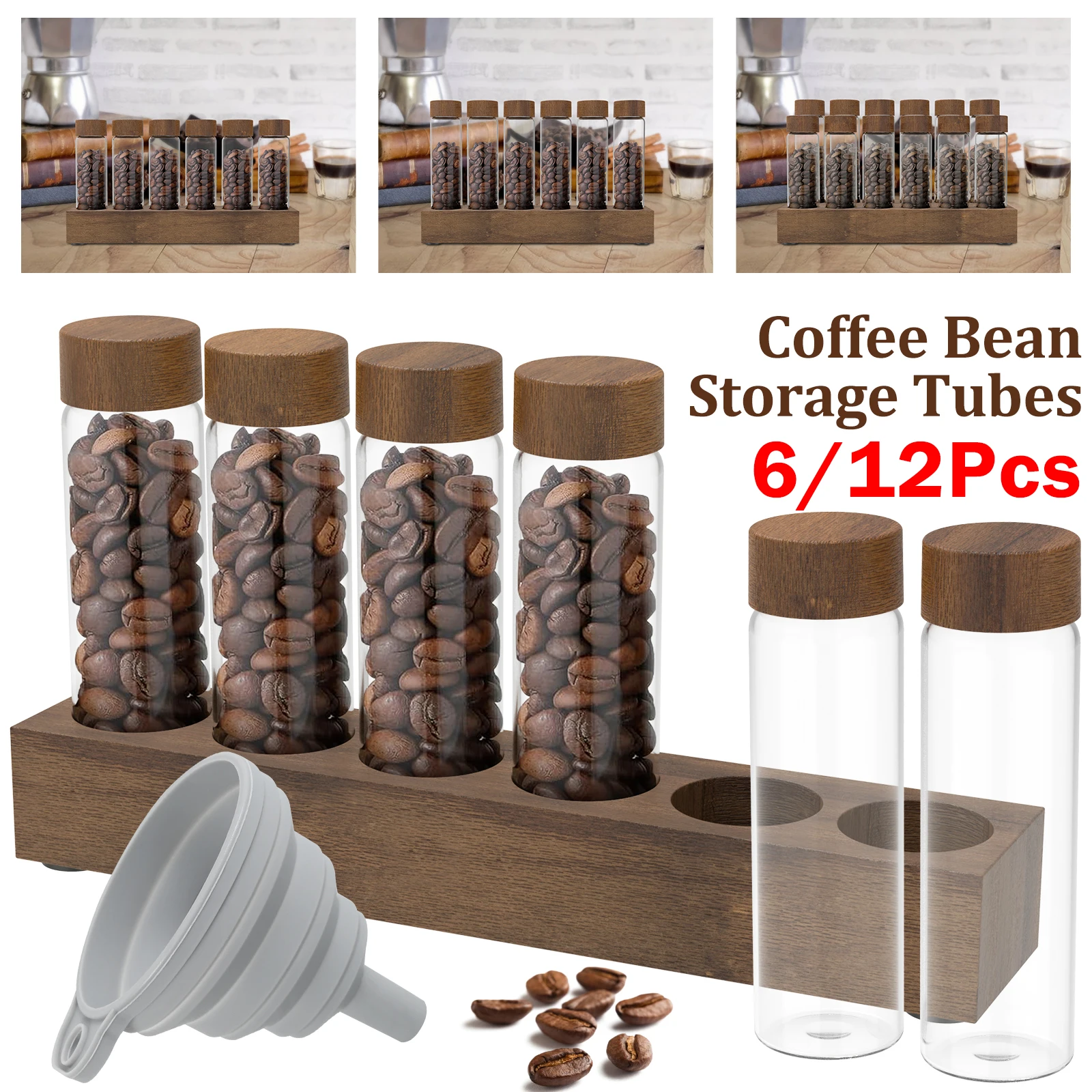 6-12Pcs-Coffee-Beans-Storage-Container-Tube-Display-Rack-Portable ...