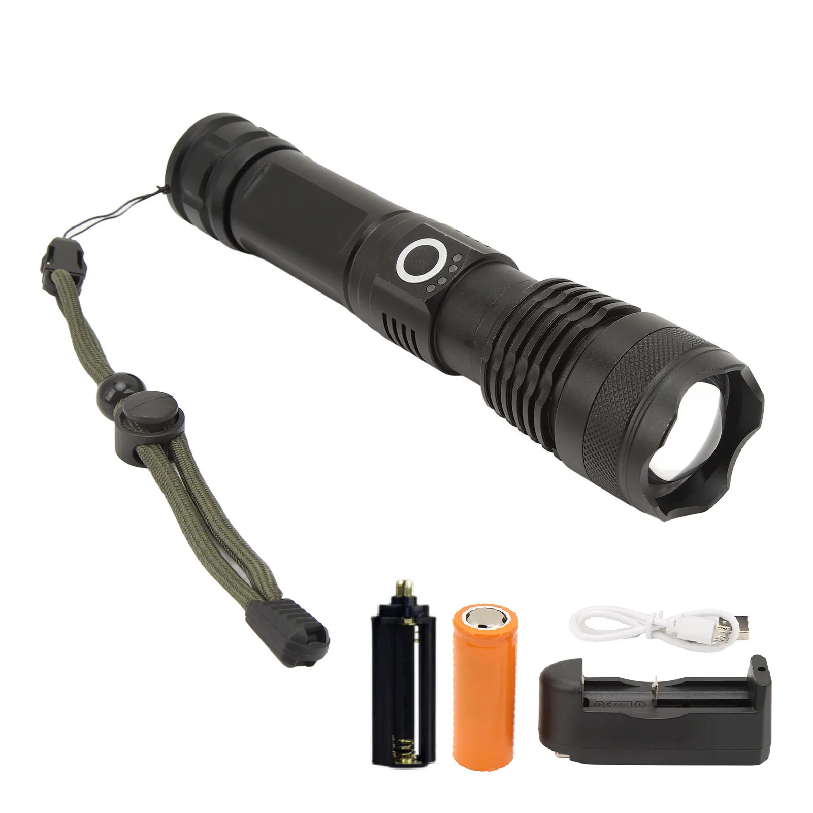 Strong-Light-Flashlight-Aluminum-Alloy-USB-Rechargeable-Telescopic-Zoom ...