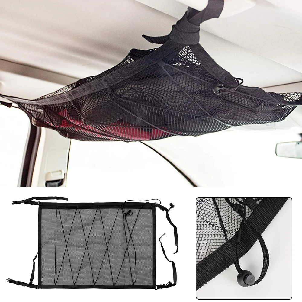 Car-Ceiling-Storage-Adjustable-Roof-Net-Zipper-Mesh-Pocket-For-Van-SUV ...