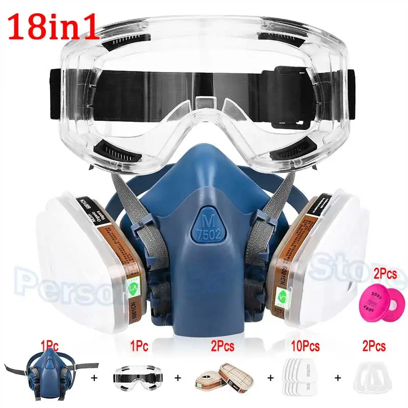 18in1-7502-Dust-Gas-Respirator-Half-Face-Dust-Mask-For-Painting ...