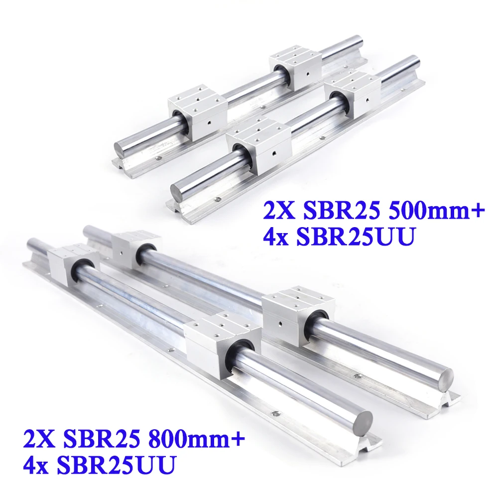 2pcs-SBR25-500-800mm-Linear-Rail-Linear-Guide-4pcs-SBR25UU-Bearing ...