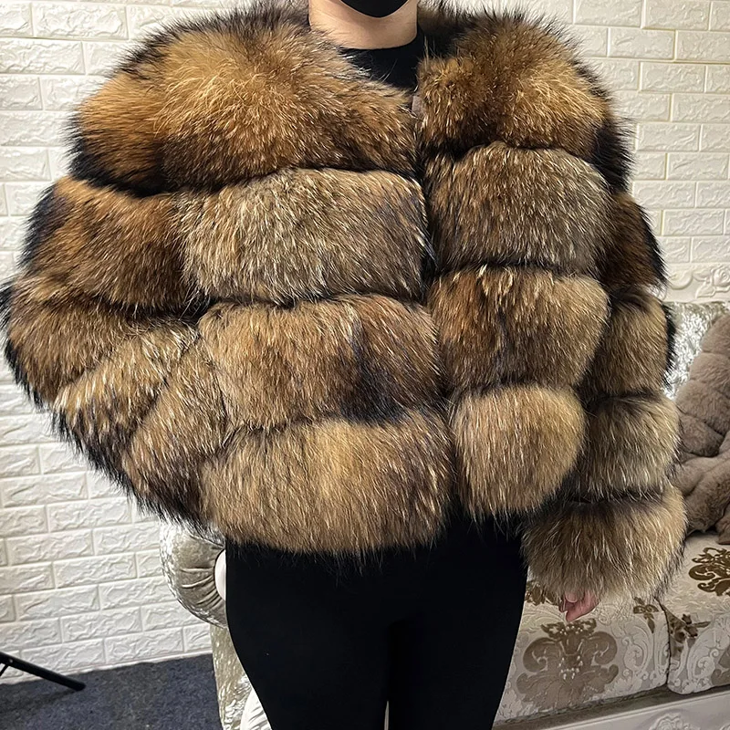 2026 Winter Women's Real Fur Coat Natural Racoon Fur Jacket Luxury ...