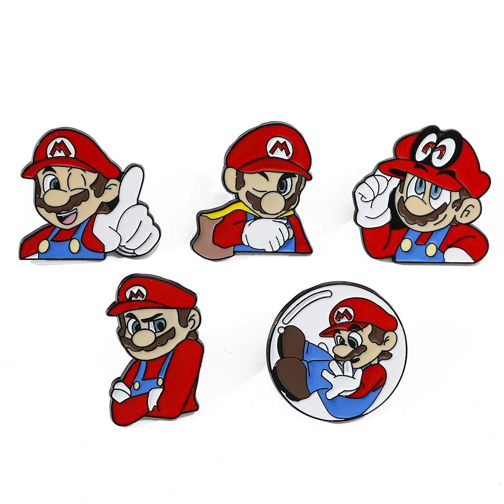 1 Set Cute Cartoon Creative Mario Alloy Drip Oil Brooch Super Mario ...