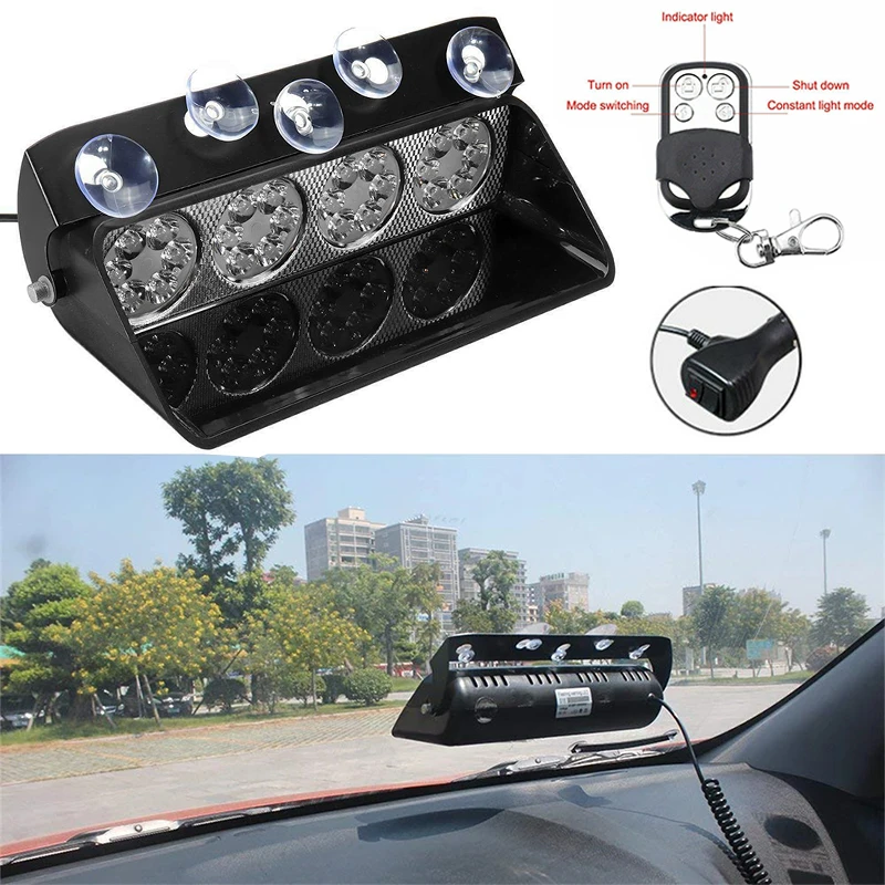 1x-LED-Warning-Lights-Car-Windshield-Emergency-24LED-Strobe-Flasher ...