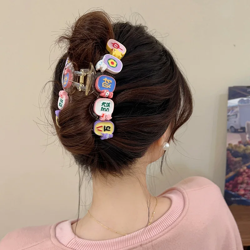 New-Style-Candy-Color-Mahjong-Clip-Women-s-Fashion-Plastic-Large-Claw ...