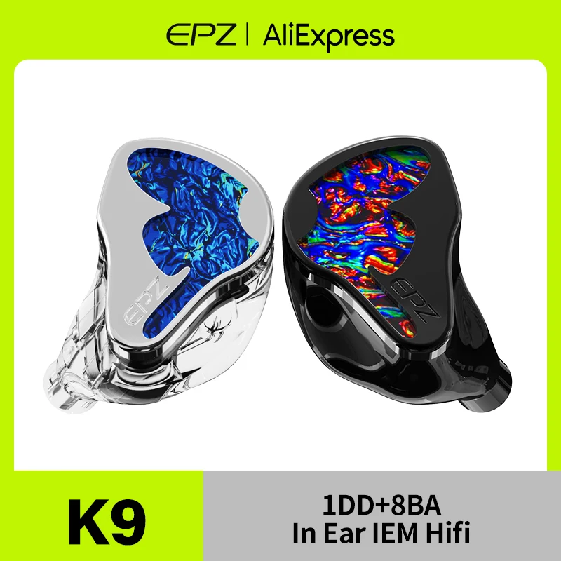 EPZ K9 Headphones 1DD+8BA Hybrid Drivers HiFi IEMS 4.4mm Replaceable ...